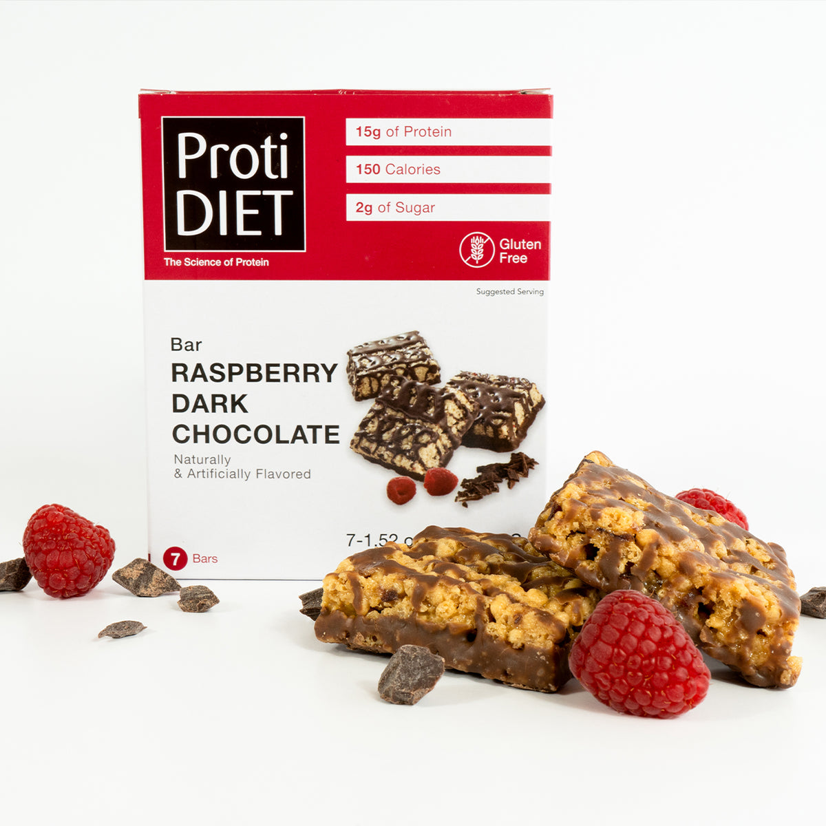 ProtiDiet Raspberry Dark Chocolate Protein Bars (Low Cal/Low Carb)